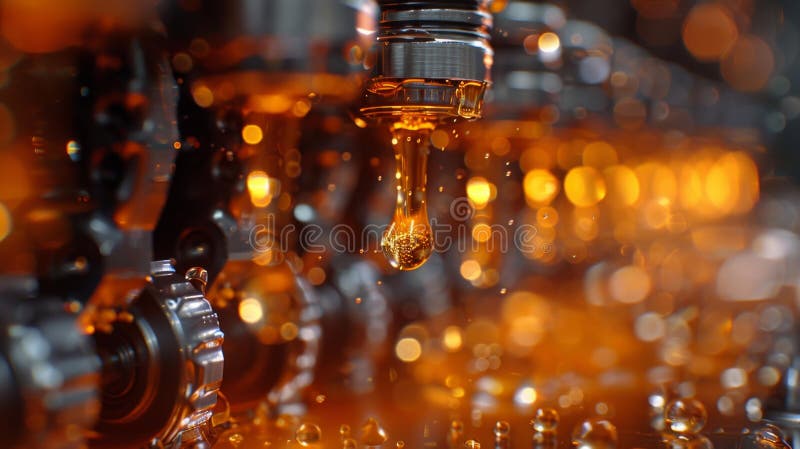 Close-up of Machine Oil Dripping on Gears - Generative AI Stock ...