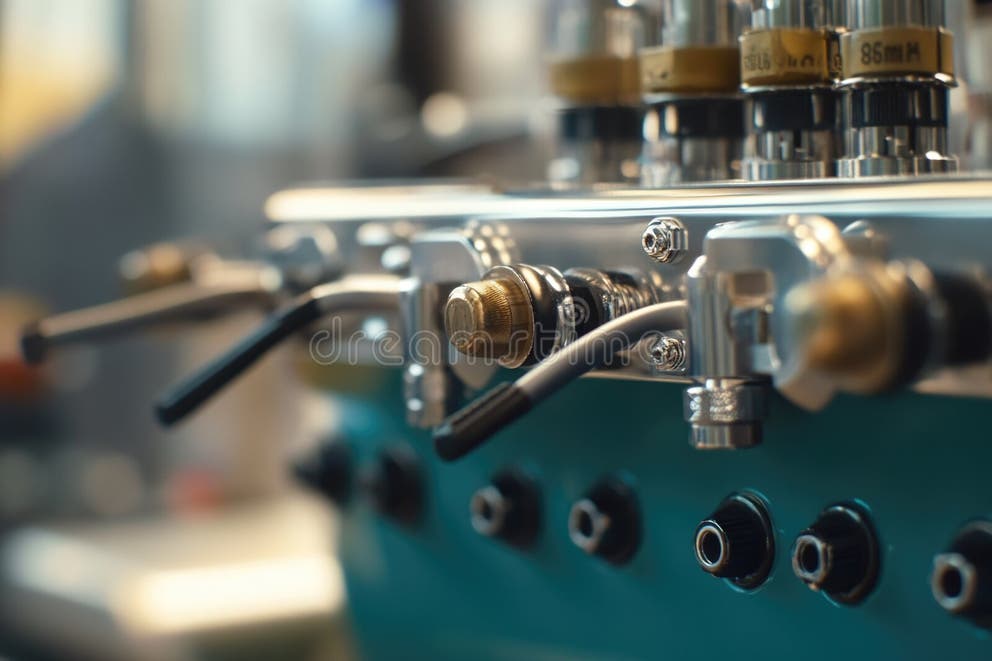 Close-up of a Machine& X27;s Control Panel with Multiple Knobs and ...