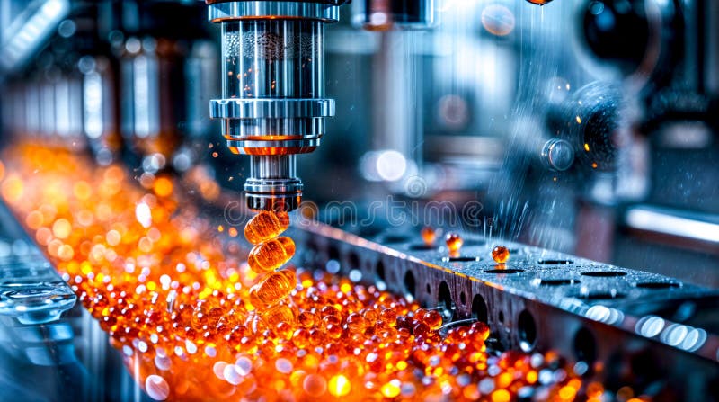Close Up of Machine Working on Piece of Metal in Factory. AI. Stock ...
