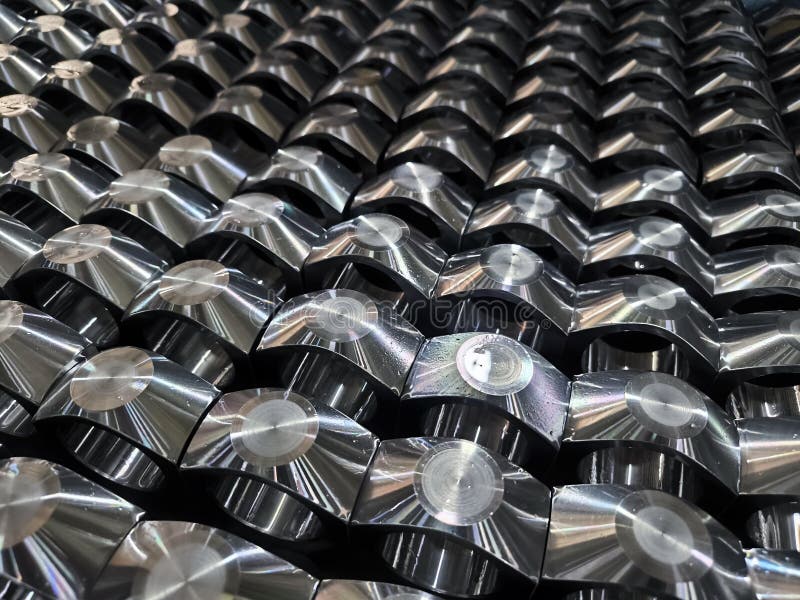 Close-Up of Machined Metal Components in Factory. Stock Photo - Image ...