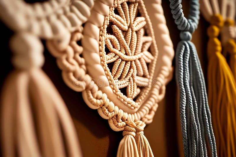 Close-up of Macrame Hand Made. Generative Ai Stock Illustration ...