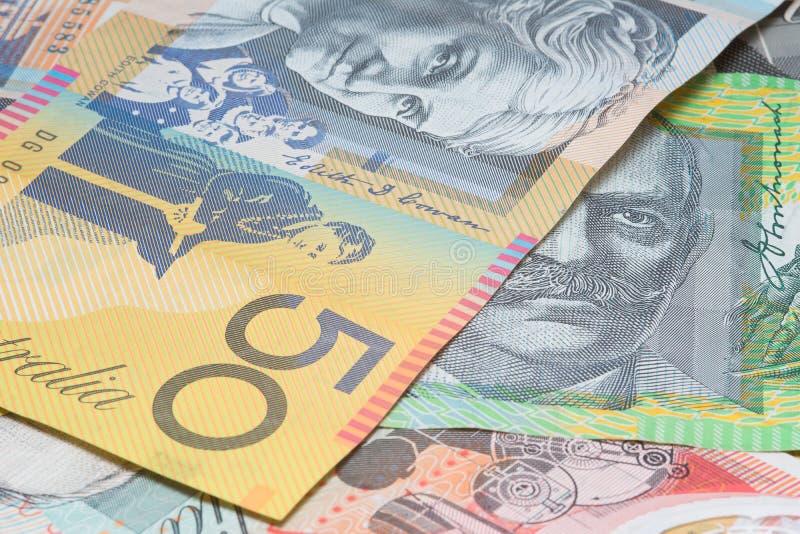 Scattered Australian Dollar Banknote Pile Stock Photo - Image of stack ...