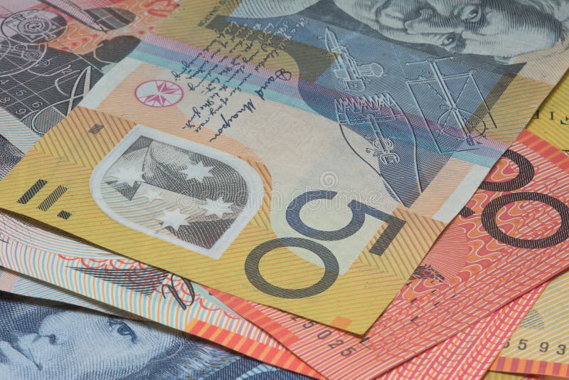 Scattered Australian Dollar Banknote Pile Stock Image - Image of ...
