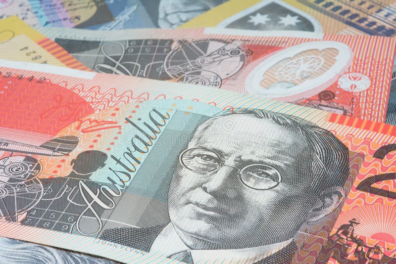 Close Up Macro Australian Notes Money Stock Image - Image of scattered ...