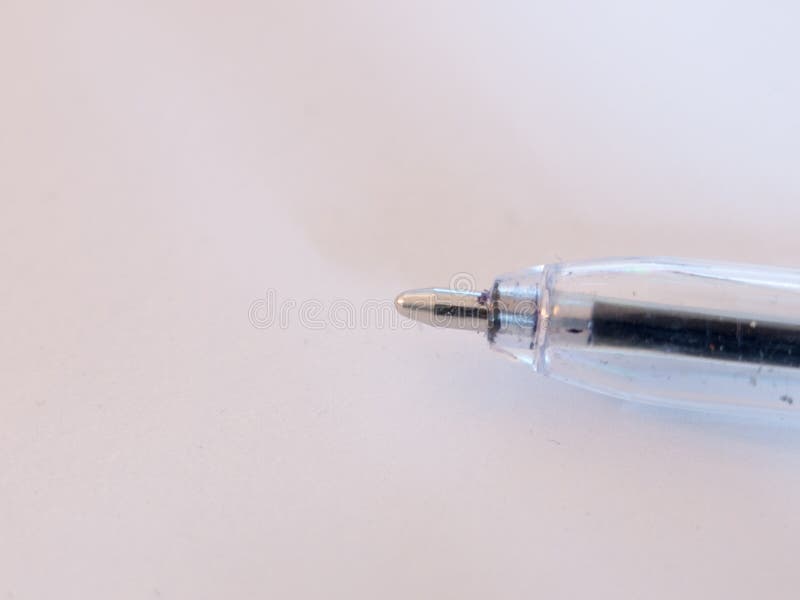 Close Up Macro of Ball Point Pen Tip without Lid on a White Back Stock ...