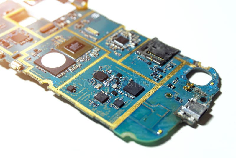 Close Up of Macro Chip Computer or Smartphone Circuit Mainboard ...