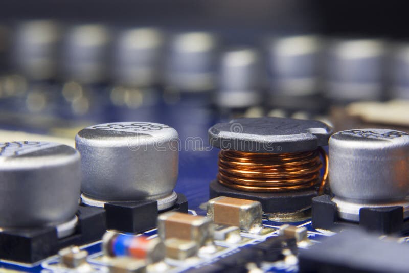 Close Up Macro of an Electromagnetic Coil and Electronic Component ...