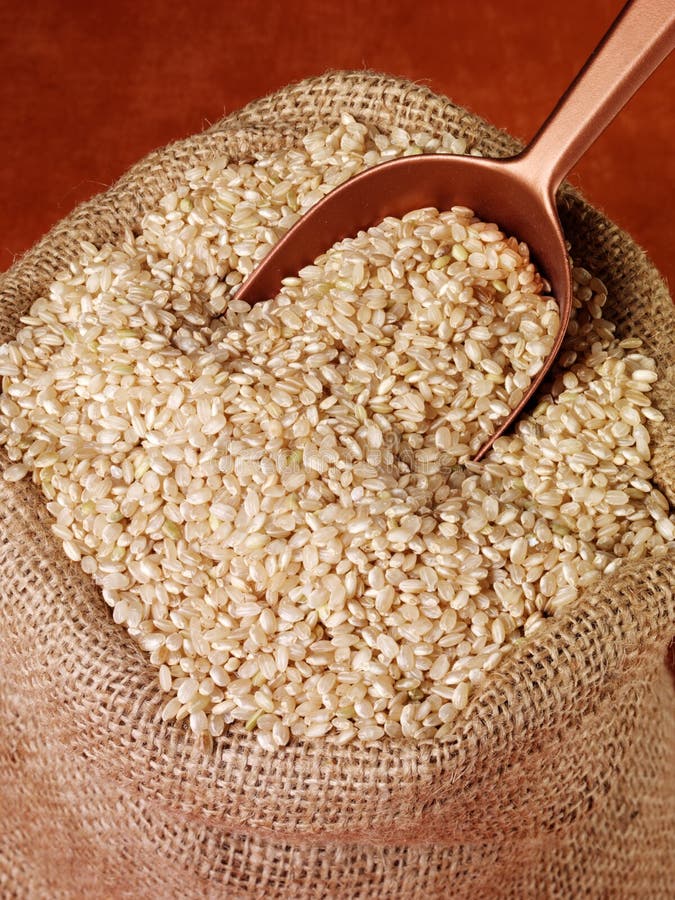 SACK of BROWN RICE stock image. Image of groceries, staple - 125020531