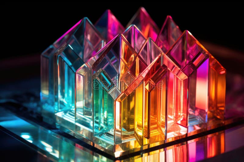 Close-up Macro of Light Refraction within Glass Prism Structure Stock ...