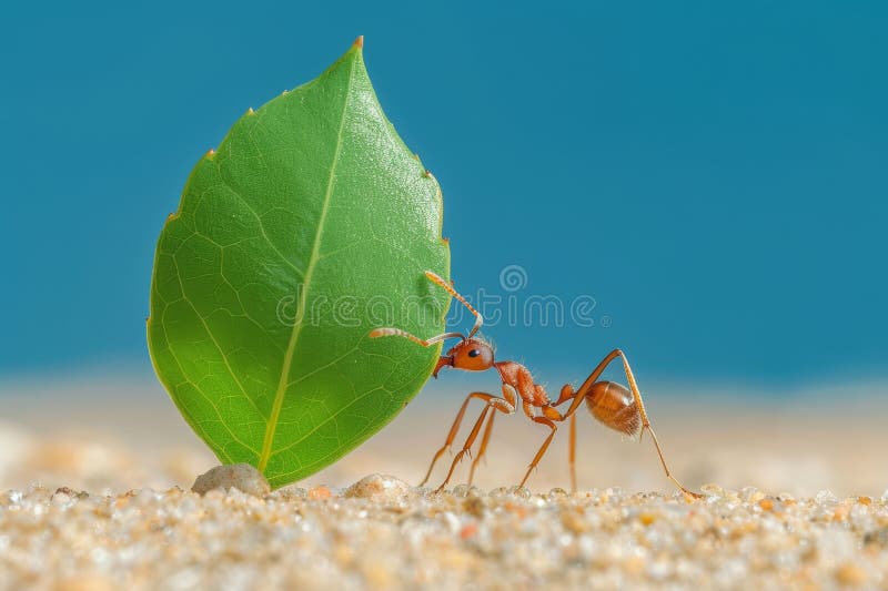 Close Up Macro Photograph Showing a Diligent Ant Transporting a Leaf To ...