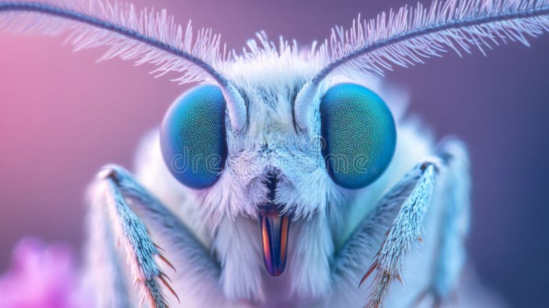 Close-up Macro Photography of a White Moth with Blue Eyes Stock ...