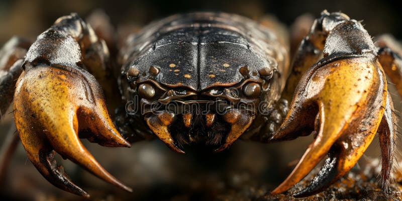 Close-up Macro of a Scorpion’s Face and Claws with Sharp Textures and ...