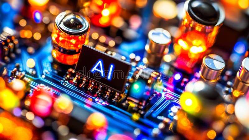 Close Up Semiconductor Chips and Circuit Boards for AI Computer ...