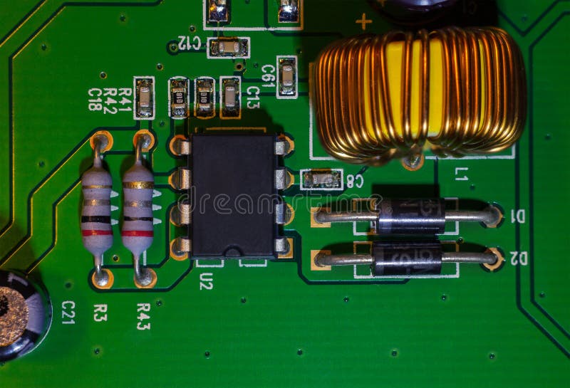 A Close-up Macro Shot of a Copper Coil of Mains Voltage for Computer ...