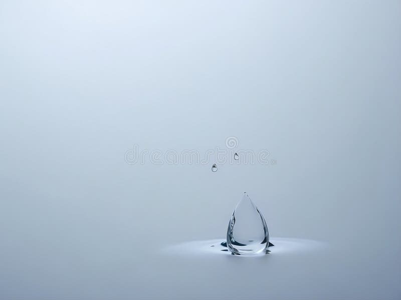 Close-up Shot, Water Droplets are Dripping on the Surface of the Water ...