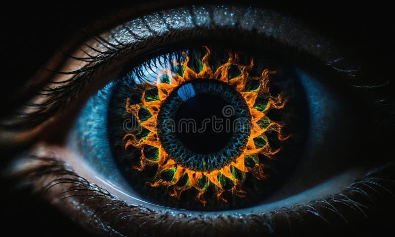 Close-up of an Eye with a Sun-like Pattern in the Iris Stock ...