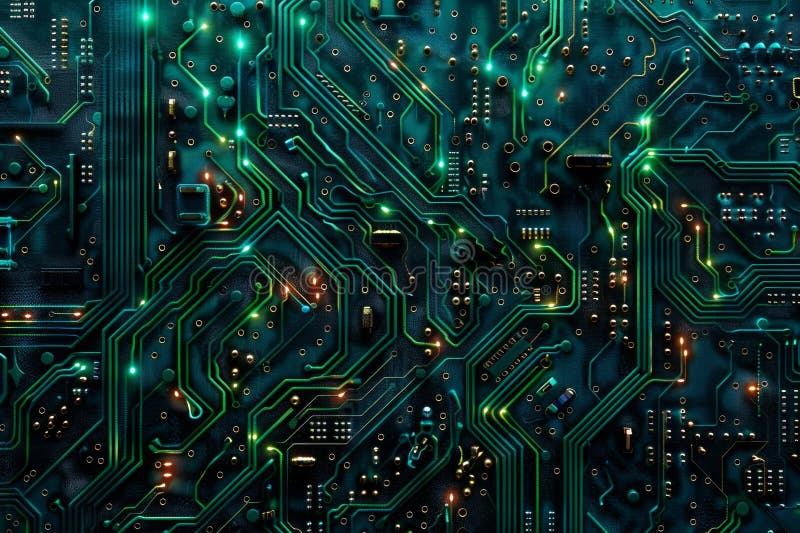 Close-up Macro Shot of Printed Circuit Board with Computer Motherboard ...