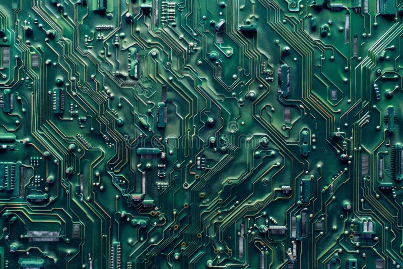 Close-up Macro Shot of Printed Circuit Board with Computer Motherboard ...