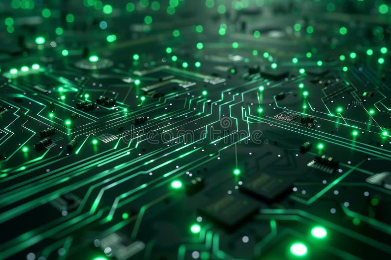 Close-up Macro Shot of Printed Circuit Board with Computer Motherboard ...