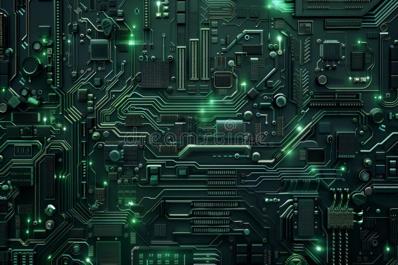 Close-up Macro Shot of Printed Circuit Board with Computer Motherboard ...
