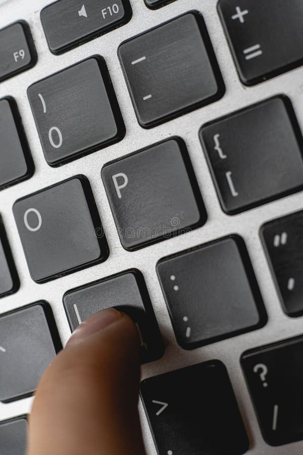 Close Up Macro Shot of the Tinker Press the Button on Computer ...