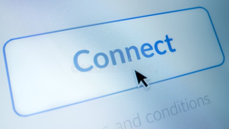 Close-up Macro Shot: Touch Screen Device with Open App Showing Connect ...