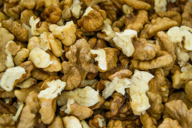 Close Up Macro Shot of Walnuts without the Shell - Texture Stock Image ...