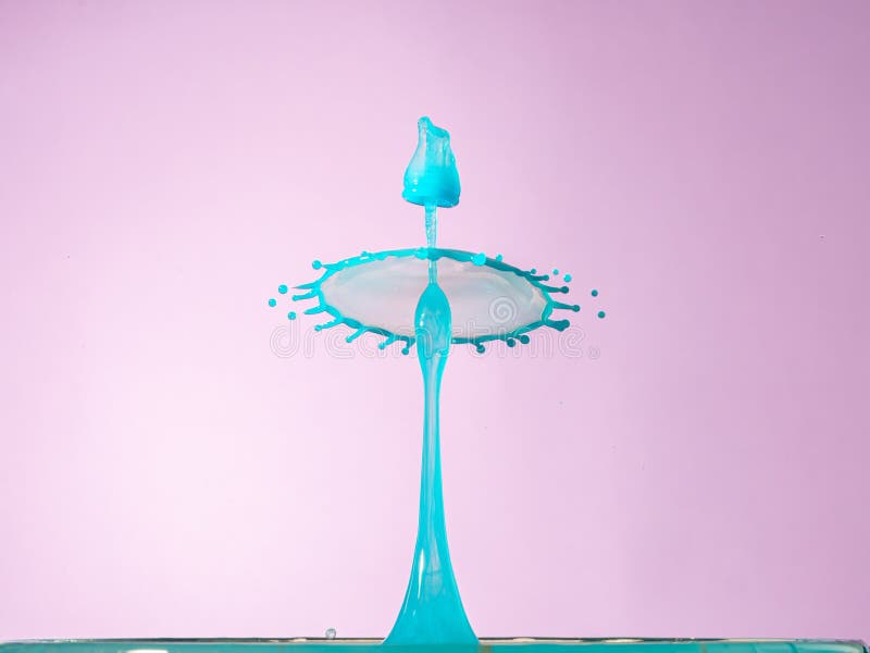 Close Up Macro of Splash of Falling Drops of Water and Impact To a ...