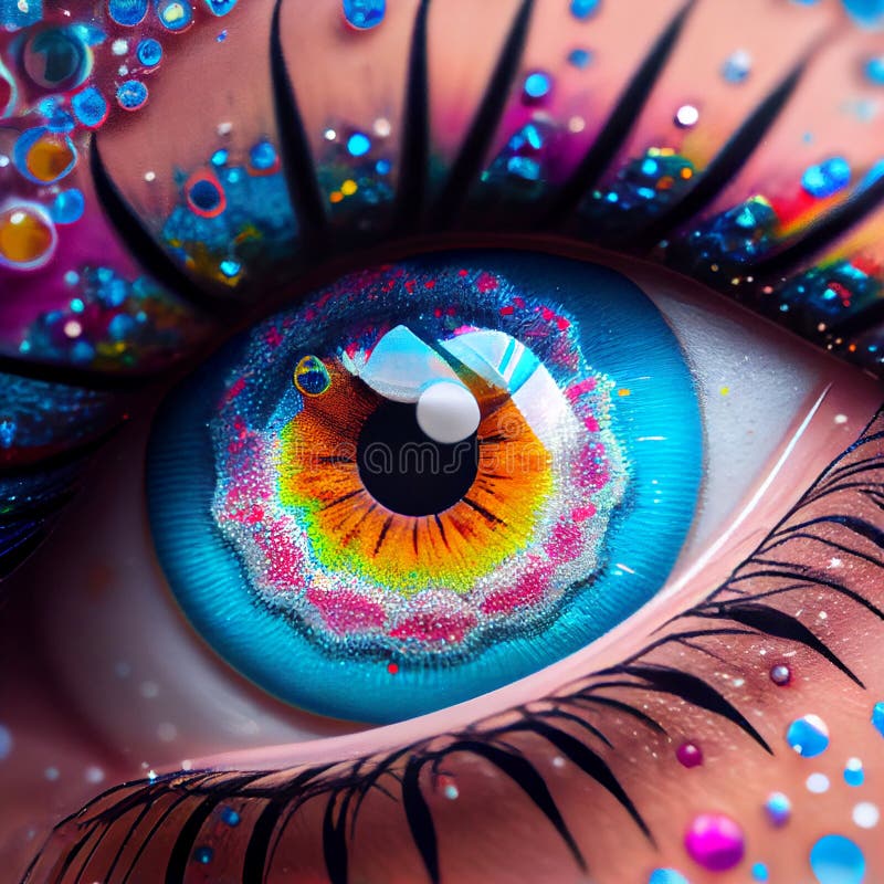 Close-up Macro Unreal Eye. Generative AI Stock Illustration ...