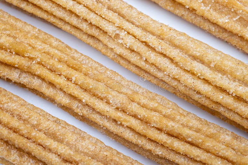 A Close Up Macro View of Churros on a White Surface Stock Image - Image ...