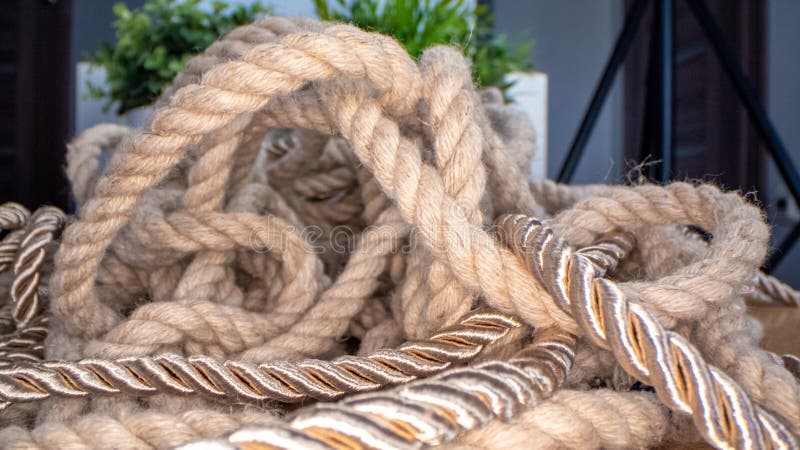 Close Up Macro View of the Rope. View from Inside the Bulk of Rope ...