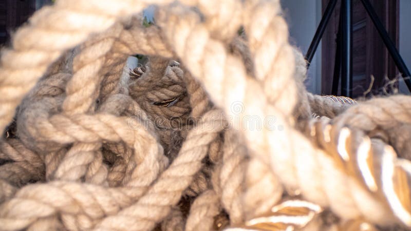 Close Up Macro View of the Rope. View from Inside the Bulk of Rope ...