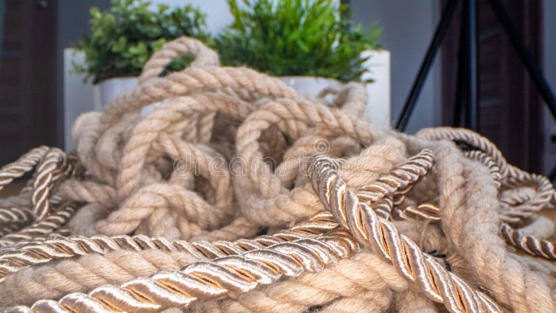 Close Up Macro View of the Rope. View from Inside the Bulk of Rope ...