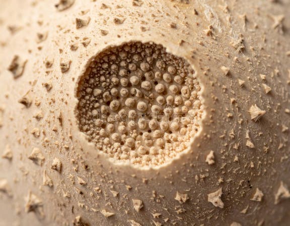 Close Up Macro View of a Textured Beige Mushroom Surface with Bumpy ...