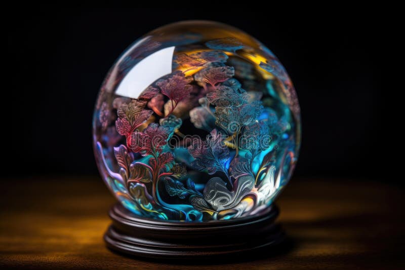 Close-up of Magic Crystal Ball, with Intricate Patterns and Colors ...