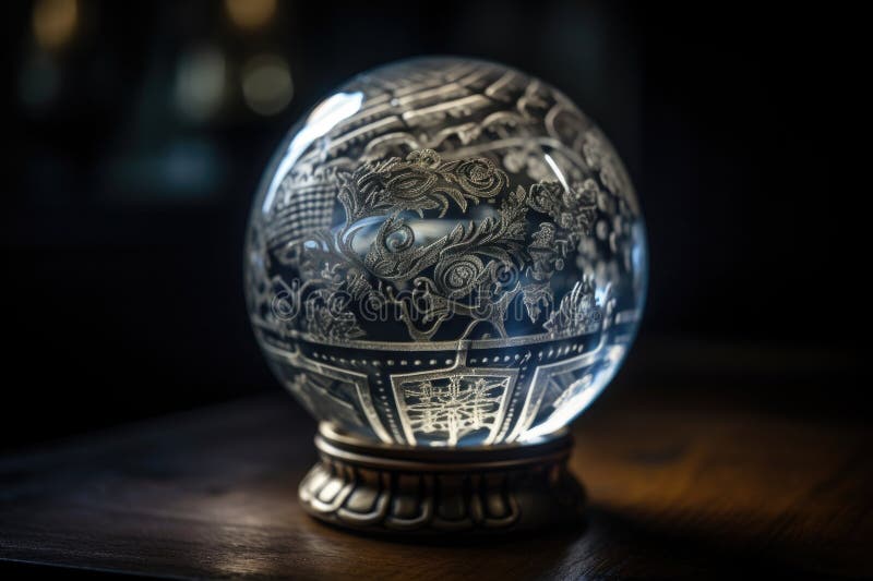 Close-up of Magic Crystal Ball, with Intricate Patterns and Designs ...