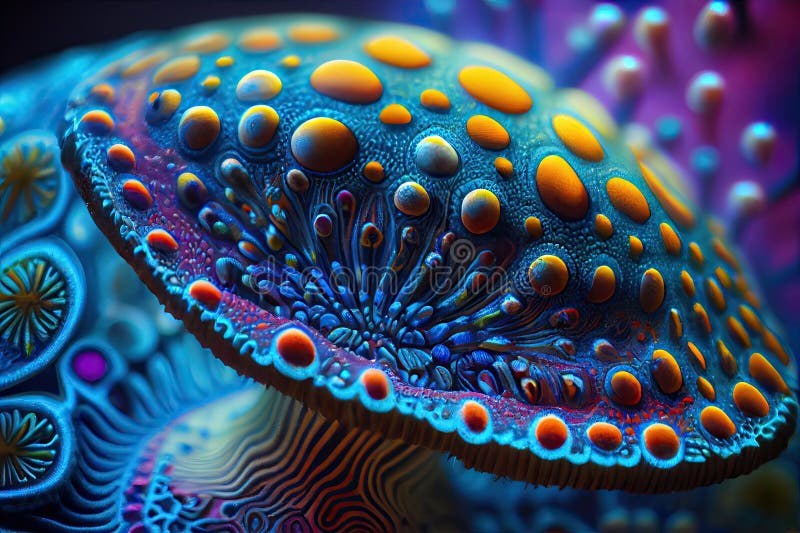 Close-up of Magic Mushroom, with Intricate Patterns and Colors Visible ...
