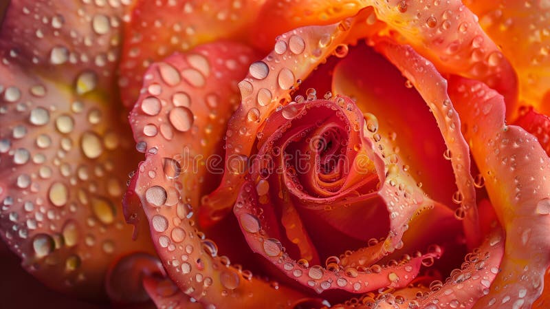 Close-up of a Magnificent Rose with Dewdrops Stock Illustration ...