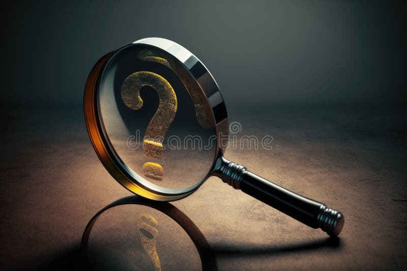 Close Up Magnifier Glass with Question Mark.Generative AI Stock ...