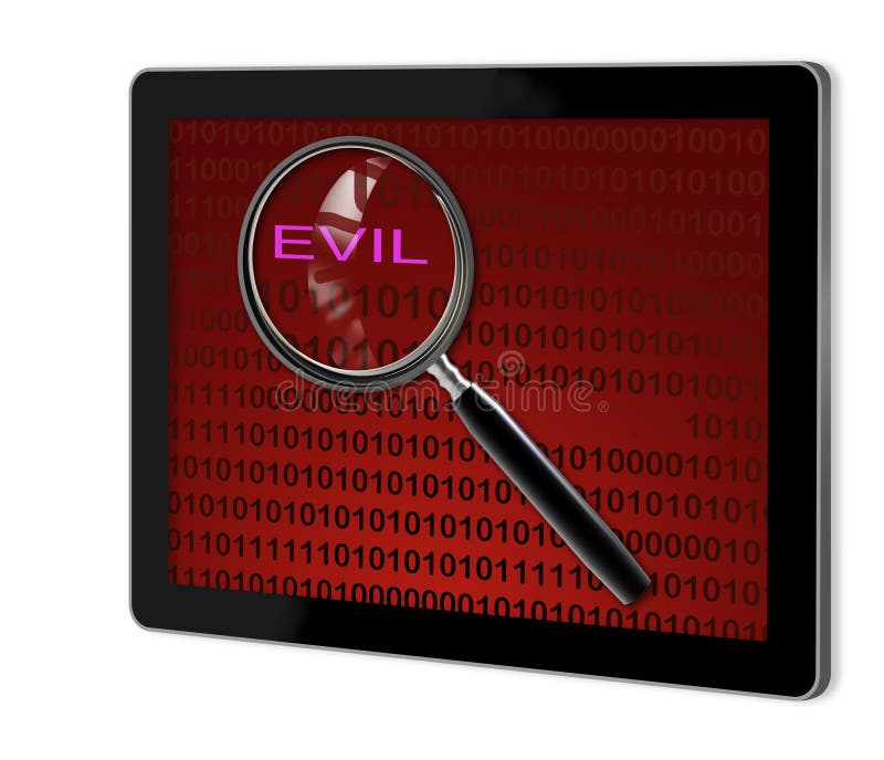 Close Up of Magnifying Glass on Evil Stock Image - Image of binary ...
