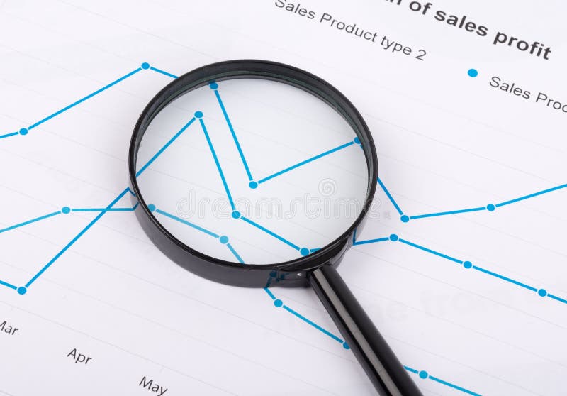 Close Up Magnifying Glass on Paper with the Stock Image - Image of ...