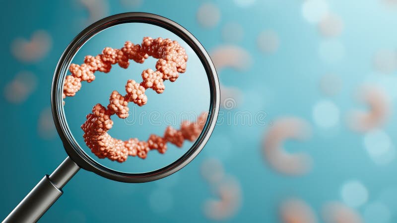 Close-up of a Magnifying Glass Revealing the Structure of a DNA ...