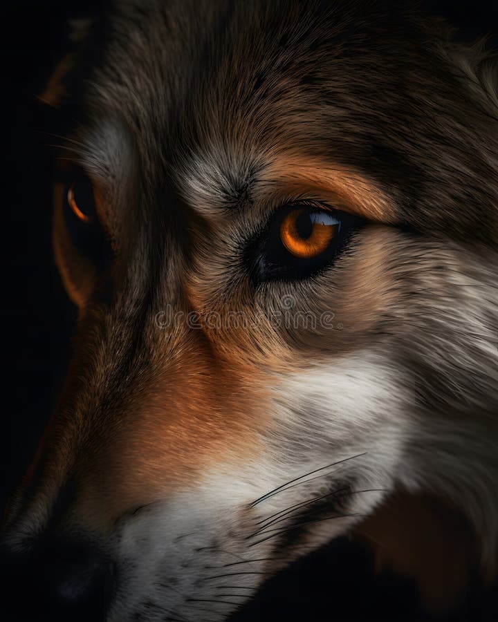 Close-up of a Majestic Grey Wolf Stock Illustration - Illustration of ...