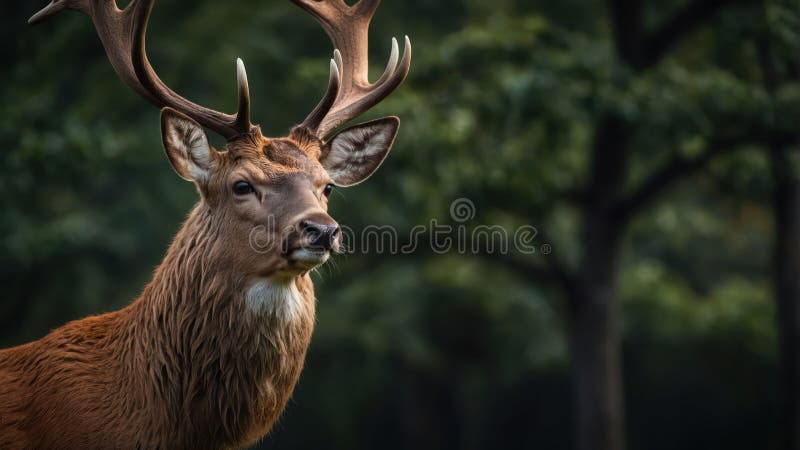 A Close-up of a Majestic Stag with Antlers in a Natural Setting Stock ...