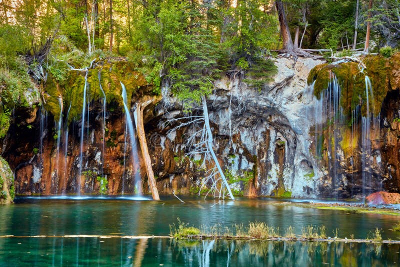 Close Up of Majestic Waterfalls with Moss and White Rocks Stock Photo ...