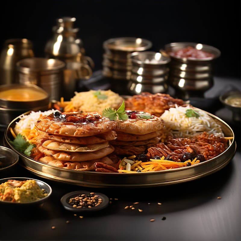 A Close-up of a Makar Sankranti Thali with Traditional Dishes Stock ...
