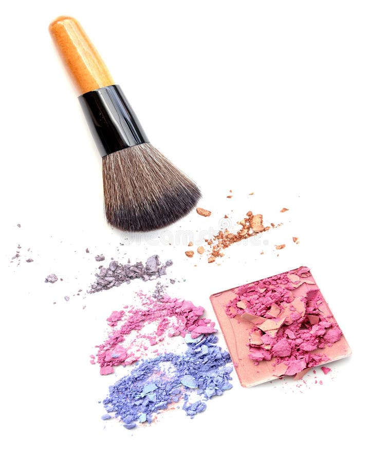 Make-up Powder, Lipstick Isolated on White Background Stock Photo ...