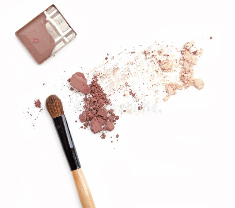 Make-up Powder, Lipstick Isolated on White Background Stock Photo ...