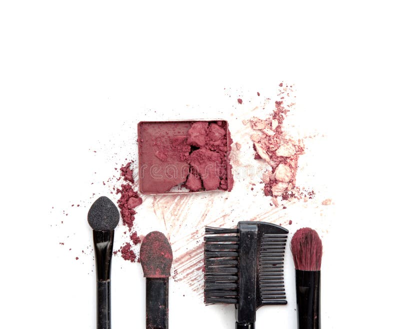 Make-up Powder, Lipstick Isolated on White Background Stock Photo ...