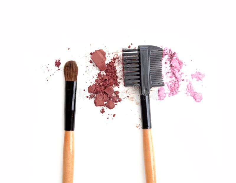 Make-up Powder, Lipstick Isolated on White Background Stock Photo ...